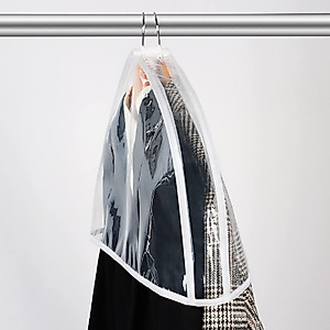 Zilink Clear Shoulder Covers for Clothes (Set of 15) Breathable Clothes Dust Cover Protectors with 2" Gusset for Suit, Coats, Jackets