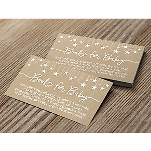 Printed Party Baby Shower Bring a Book Insert Cards, Rustic Kraft, Set of 25