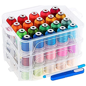 New brothread 60 Brother Colors 500m Each Embroidery Machine Thread with Clear Plastic Storage Box for Embroidery Sewing Machine