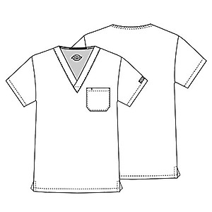 Dickies Men's Signature V-Neck Scrubs Shirt, Wine, Large