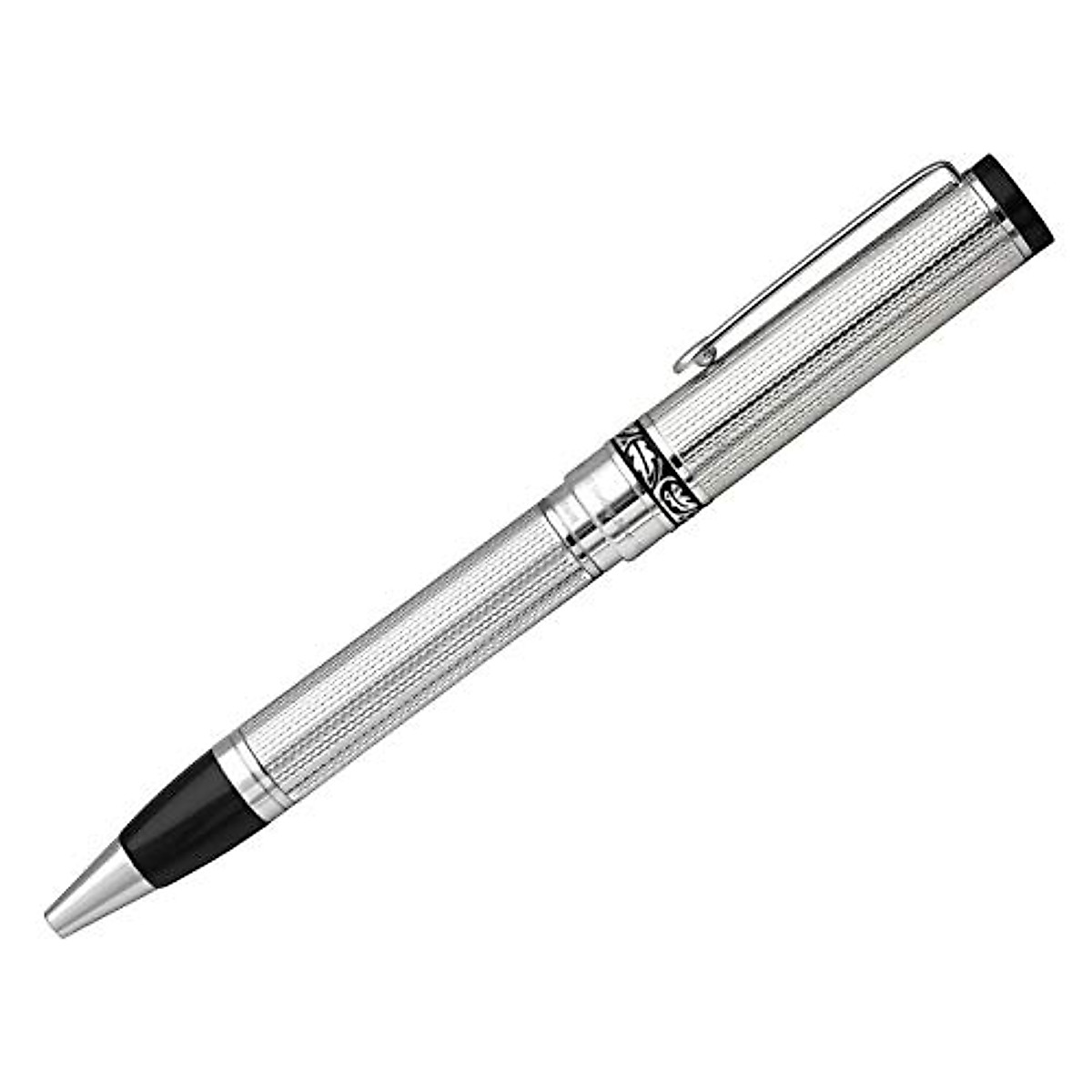 Xezo Tribune Solid 925 Sterling Silver Diamond-Cut Serialized Ballpoint Pen. Only 300 Pieces Made (Tribune 925 SS BP)