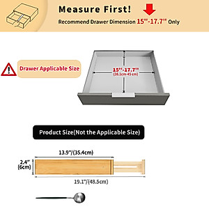 Utoplike 4 Pack Bamboo Kitchen Drawer Dividers,Adjustable Drawer Organizers,Spring Loaded,Works in Kitchen,Dresser,Bathroom,Bedroom,Drawer,Desk