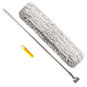 Venmark Commercial Dust Mop – 48” Floor Sweeper for Tiles, Hardwood, and Laminate Floors, with Aluminum Broom Handle, Reusable Duster Head - Complete with Cleaning Cloth