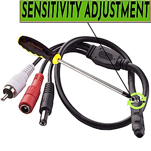 CCTV Microphone Outdoor Microphone for Security Camera IP: Audio Microphone CCTV Surveillance Microphone RCA with High Sensitive Preamp Amplified Pickup Device Mic External Camera Sound (1 Pack)