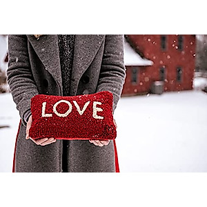 Chandler 4 Corners Artist-Designed Love Hand-Hooked Wool Decorative Throw Pillow (8” x 12”) Valentine's Day Pillow for Couches & Beds - Easy Care, Low Maintenance Love in Red Pillow for Anniversaries