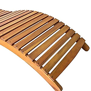 Outdoor Wooden Chaise Lounge Chair, Patio Chaise Lounger, Acacia Wood Reclining Lounge Chair for Poolside Lawn Backyard