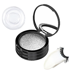 3 Layers Eyelash Storege Box with Mirror Circle Eyelash Holder Case with Lashes Trays & New Lash Clip Applicator Eye Makeup Tool for Women Girls Travel Case