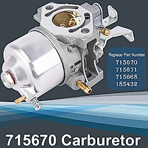 715670 Carburetor for Briggs and Stratton 185432-0271-E1 Carburetor Replace 715671 715668 185432-715670 Carb with Gaskets