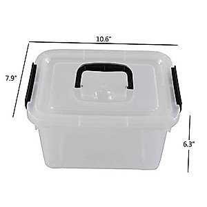 Begale 5 Quart Plastic Small Storage Container, Clear Latch Box with Latches, 4-Pack