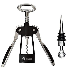 HiCoup Wine Opener - Wing Corkscrew Beer and Wine Bottle Opener w/Winged Grip and Stopper - Easy to Use