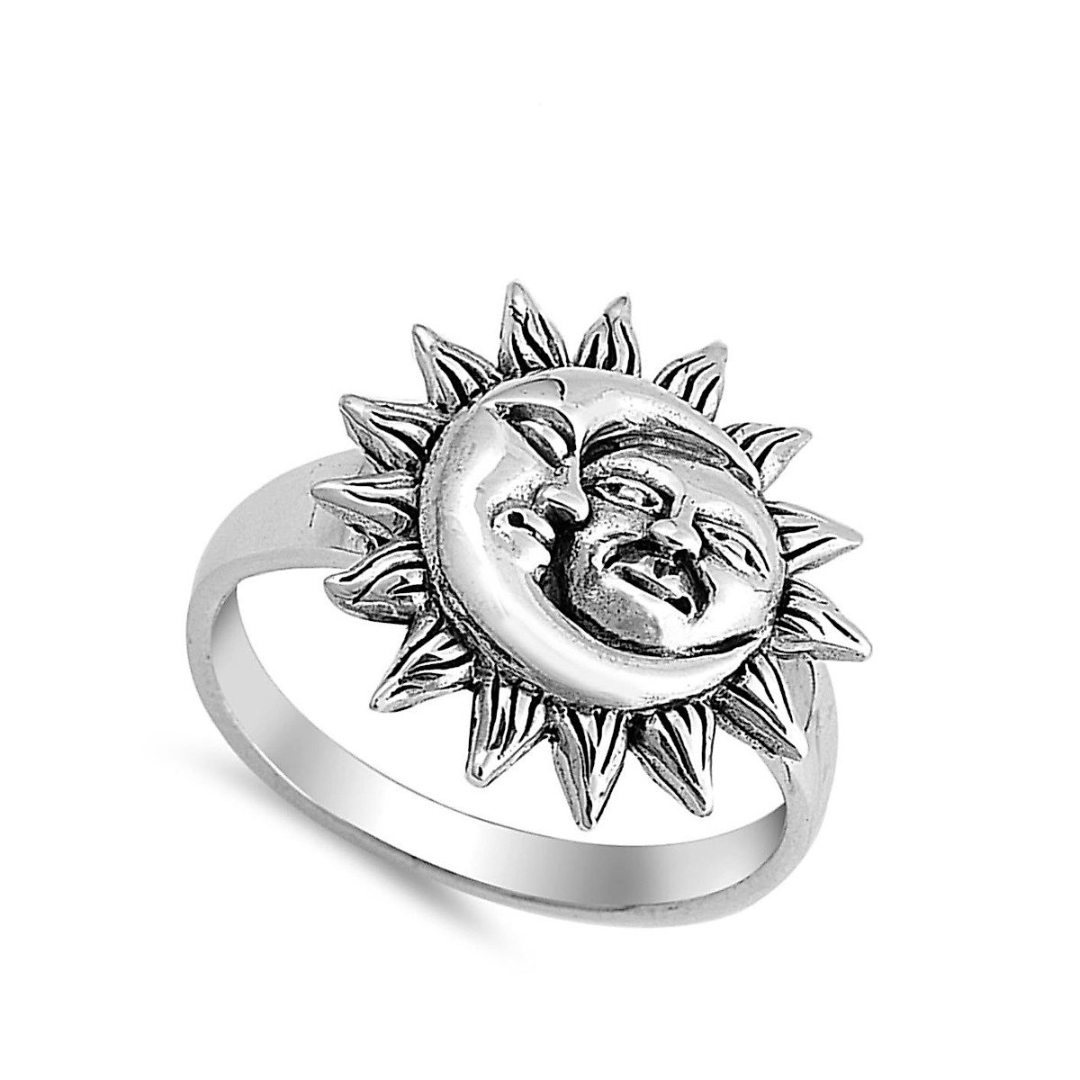 Sun Moon Universe Faces Ring New .925 Sterling Silver Band Size 7