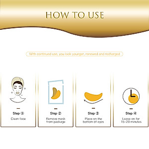 HOPEMATE Eye Patches, Under Eye Mask, 24K Gold Eye Treatment Mask, Dark Circles Gel Pads, Under Eye Bags Treatment for Puffy Eyes, Anti-Wrinkle , 14 Pairs