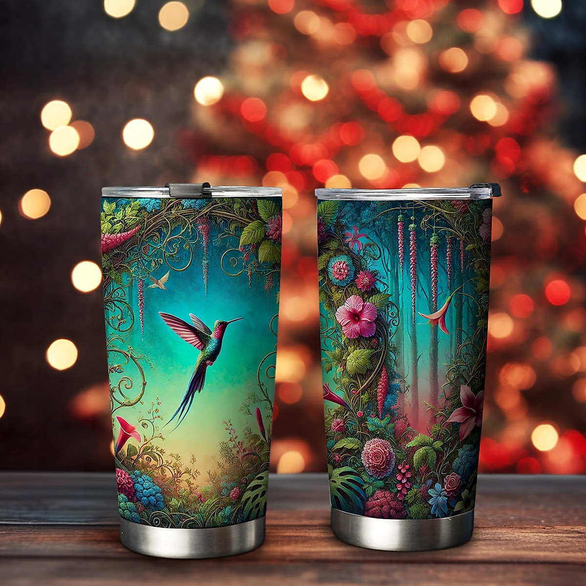 20oz Hummingbird Tumbler, Gifts for Hummingbird Lovers, Coffee Thermos for Women, Stainless Steel Double Wall Vacuum Insulated Coffee Mug, Travel Cup with Lid