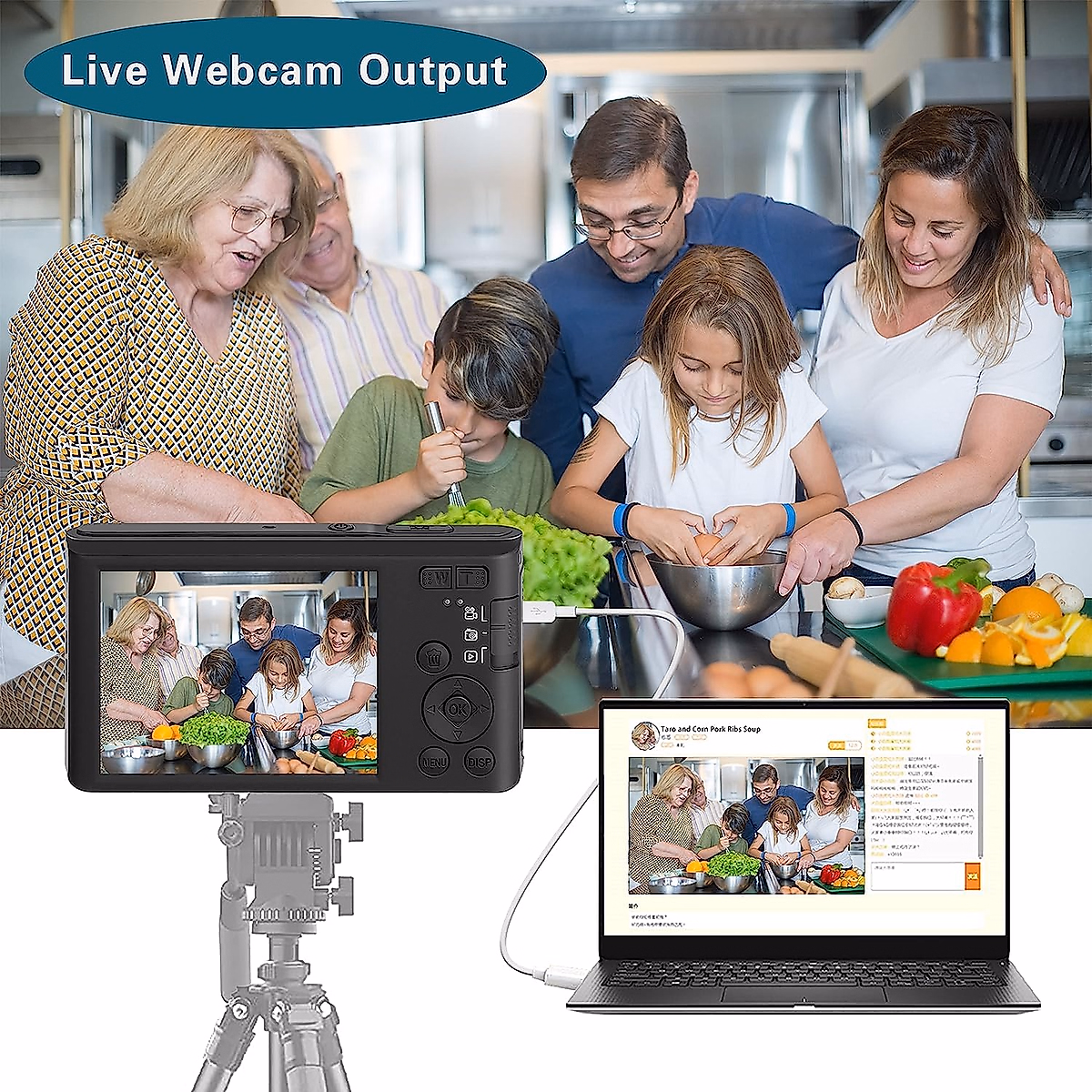 Digital Camera, FHD 1080P 48MP Digital Point and Shoot Camera with 32GB SD Card, 16X Digital Zoom, 2 Batteries, Portable Small Vlogging Camera for Kids, Teens Students, Seniors