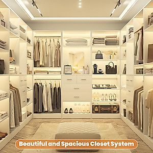 Unikito 25” Closet Organizer System, Freestanding Shoe Storage Shelves, Standalone Wood Shoe Rack, Heavy Duty Walk in Closet Tower for Bedroom, Mudroom and Entryway, 25" W x 16" D x 80" H, White