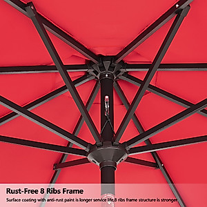 Ulax furniture Sunbrella 9Ft Patio Umbrella, Outdoor Market Table Umbrella with Push Button Tilt&Crank, (Jockey Red)