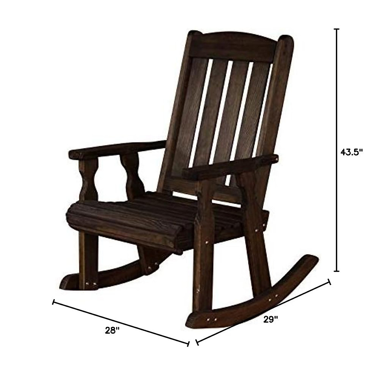 Amish Heavy Duty 600 Lb Mission Pressure Treated Rocking Chair (Dark Walnut Stain)