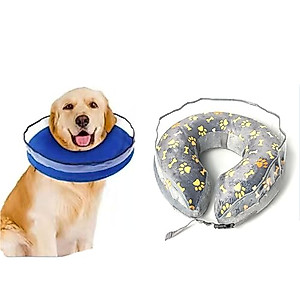 PASNMKvn Stop Licking and Biting Inflatable Collar Protective Cone for Pets Clear Baffle for Visibility for Post