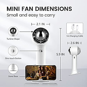LUCHEN Handheld Fan Personal Mini Fan Portable USB Rechargeable Adjustable Desk Table Fan for Kids Girls Women Men Home Office Indoor Office Outdoor Travel White