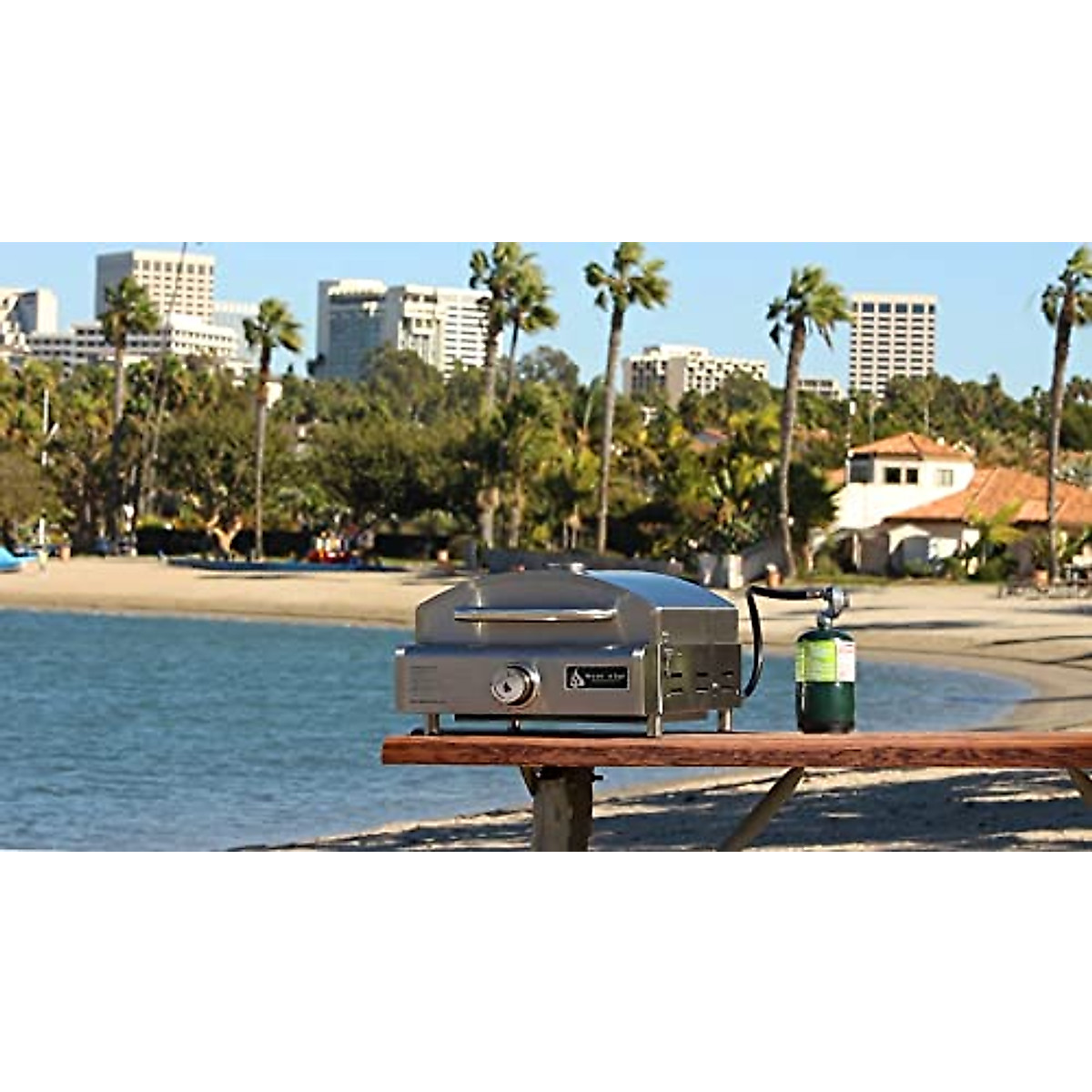 Mont Alpi MA-3N1 Multi-Fuel 12000 BTU Stainless Steel 3 in 1 Indoor Outdoor Table Top Countertop Portable Kitchen Gas Barbecue Grill Griddle & Pizza Oven + Pizza Stone & Cast Iron Skillet