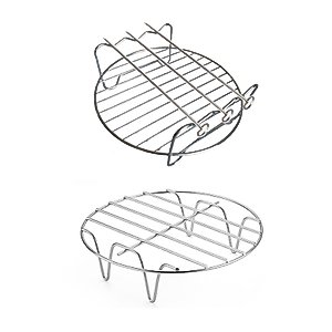 Air Fryer Accessories, 2Pcs Multipurpose Cooking Steaming Rack Skewer Rack With 3 Skewer Air Fryer Rack Kits Fits Most Air Fryer (US-6inch-2pcs)