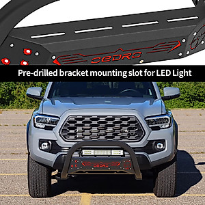 oEdRo Paintable Bull Bar Fits 2016-2023 Toyota Tacoma, Truck Brush Guard, Front Bumper Push Bar w/Grille Skid Plate Light Mount