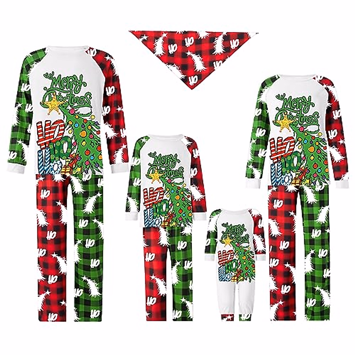 Kishawna Matching Christmas Pajamas for Family Xams Tree Long Sleeve Xmas Jammies Holiday Festival Party Sleepwear (Baby, Green, 6-9 Months)