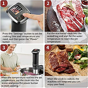 Sous-Vide Machine Immersion-Circulator Precise Cooker - 1100 Watts IPX7 waterproof, Advanced chip precise temperature control,LCD color display,With storage bag and Includes10 Vacuum Sealer Bags