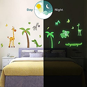 MESU Glow in The Dark Zoo Animal Stickers Crocodile Luminous Wall Decals for Nursery Baby Rooms Home Decoration Crocodile