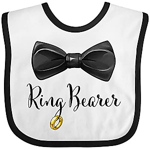 inktastic Ring Bearer- Black Bow Tie Baby Bib White and Black 2ff56
