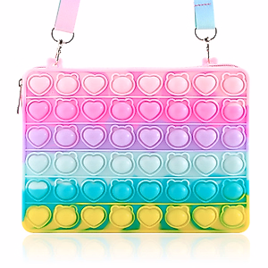 UOYHXQ Girls Toys - Pop Shoulder Purse, Rainbow Girls Purse Fidget Toy for Girls 4-12, Fidget Purse School Supplies, Push Bubble Fidget Toy Birthday Return Gift for Girl