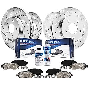 Detroit Axle - Brake Kit for Ford Explorer Sport Trac Mercury Mountaineer Drilled and Slotted Brake Rotors Ceramic Brakes Pads Front and Rear Replacement