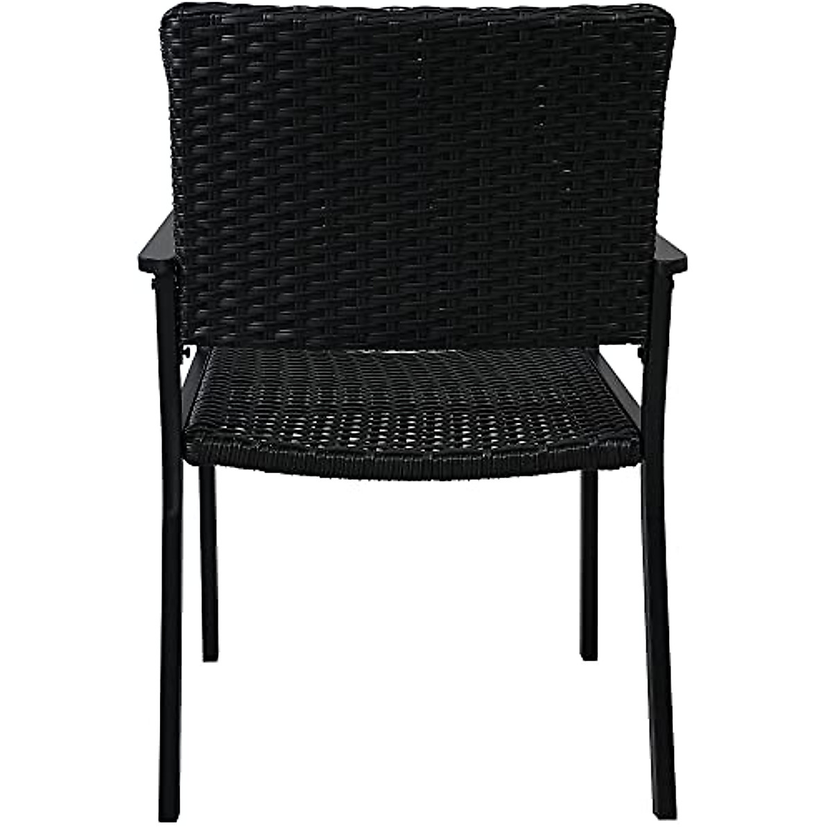 HHOK 5-Piece Table Umbrella Hole and 4 Dining Chairs for Garden, Deck, Outdoor Patio PE Wicker Sets, Frame+Black Rattan