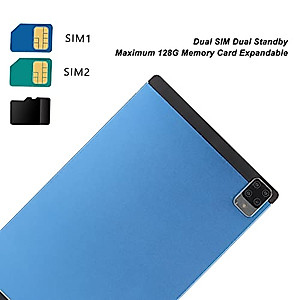 VINGVO Blue Tablet, 10.1 Inch 3 Card Slots HD Tablet for Study (US Plug)