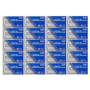 100 Kai Stainless Steel Double Edge Safety Razor Blades (20 x 5) , Made in Japan