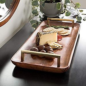 Kate and Laurel Cantwell Mid-Century Modern Wood Tray, 18 x 8, Walnut Brown, Decorative Tray for Serving, Storage and Display