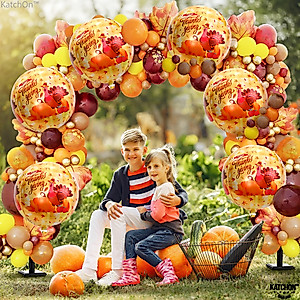 KatchOn, Thanksgiving Turkey Balloons - Large 22 Inch, Pack of 6 | Happy Thanksgiving Balloons - Large 27 Inch, Pack of 6 | Thanksgiving Balloon Garland Kit, Fall Balloons | Fall Decorations