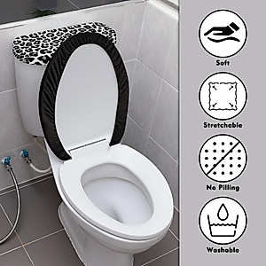 GLENLCWE Christmas Tree Toilet Seat and Tank Lid Cover Set Teal,Reusable Toilet Tank Lid Cover Fabric Elastic Christmas Toilet Seat Lid Cover Universal Fit Elongated Oval Round Lid