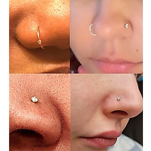 MODRSA 18G Nose Rings Hoop Surgical Steel Nose Rings Studs Screw L-Shaped Nose Stud Tragus Cartilage Helix Earrings Hoop 28pcs Nose Piercing Jewelry Set (32pcs - silver kit)