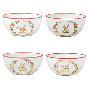 Certified International Easter Garden 26 oz. Ice Cream/Dessert Bowls, Set of 4 Assorted Designs, Multicolored