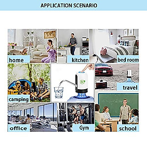 HUAPPNIO 5 Gallon Water Dispenser, Water Bottle Pump Electric Portable USB Charging for 5 Gallon Water Bottle Built-in 1200MHA Battery White