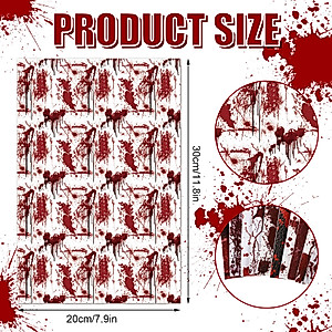 AnyDesign 10Pcs Halloween Theme Faux Leather Sheets Spooky Bloody Printed Synthetic Leathers Red White Black Scary Bloodstain Fabric Leathers for Halloween DIY Craft Earring Hair Bow Making, 8 x 12"