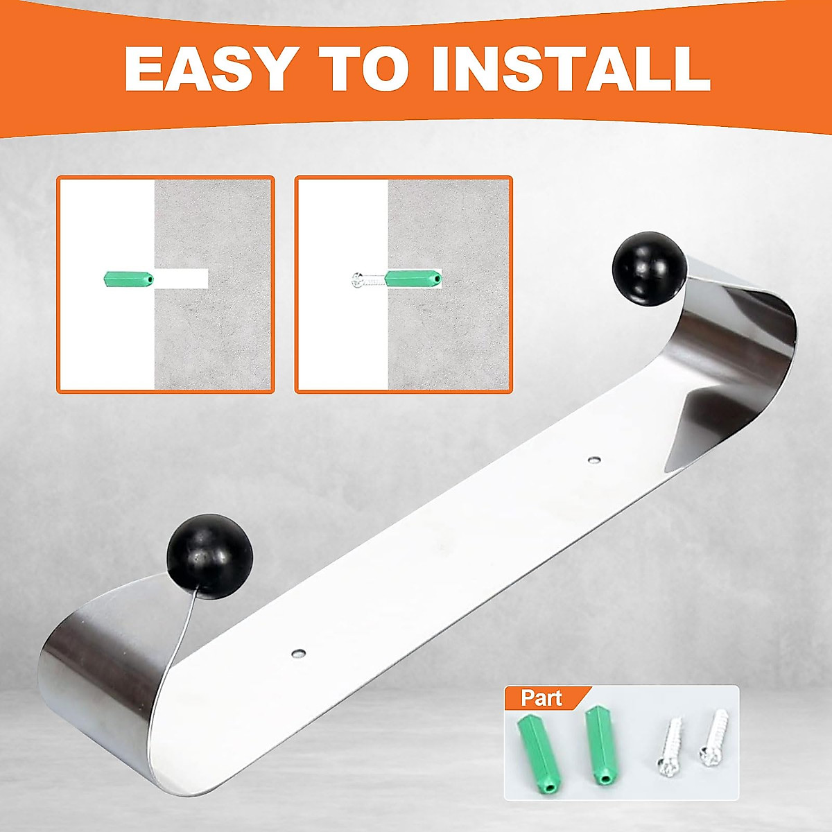 KUAFU One Paper Towel Holder for Kitchen Stainless Steel Rack Under Cabinet