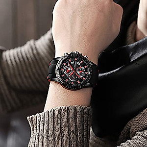 Men’s Stylish Wrist Watch Red Fashion Casual Sport Watch Waterproof ChronographMilitary Analog Quartz Business Watches Best Mens Gift