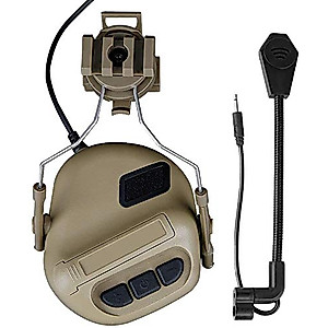 NC Helmet Version Noise Reduction Pickups, Electronic Shooting Noise Safety Earmuffs, Tactical Headsets For Airsoft Activities, Tan, 20x15x10cm