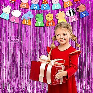 Hot Pink Tinsel Curtain Party Backdrop - GREATRIL Foil Fringe Curtain Photo Booth Streamers for Bachelorette Party Engagement Wedding Party New Years Eve Baby Shower Bridal Shower 2 PCS