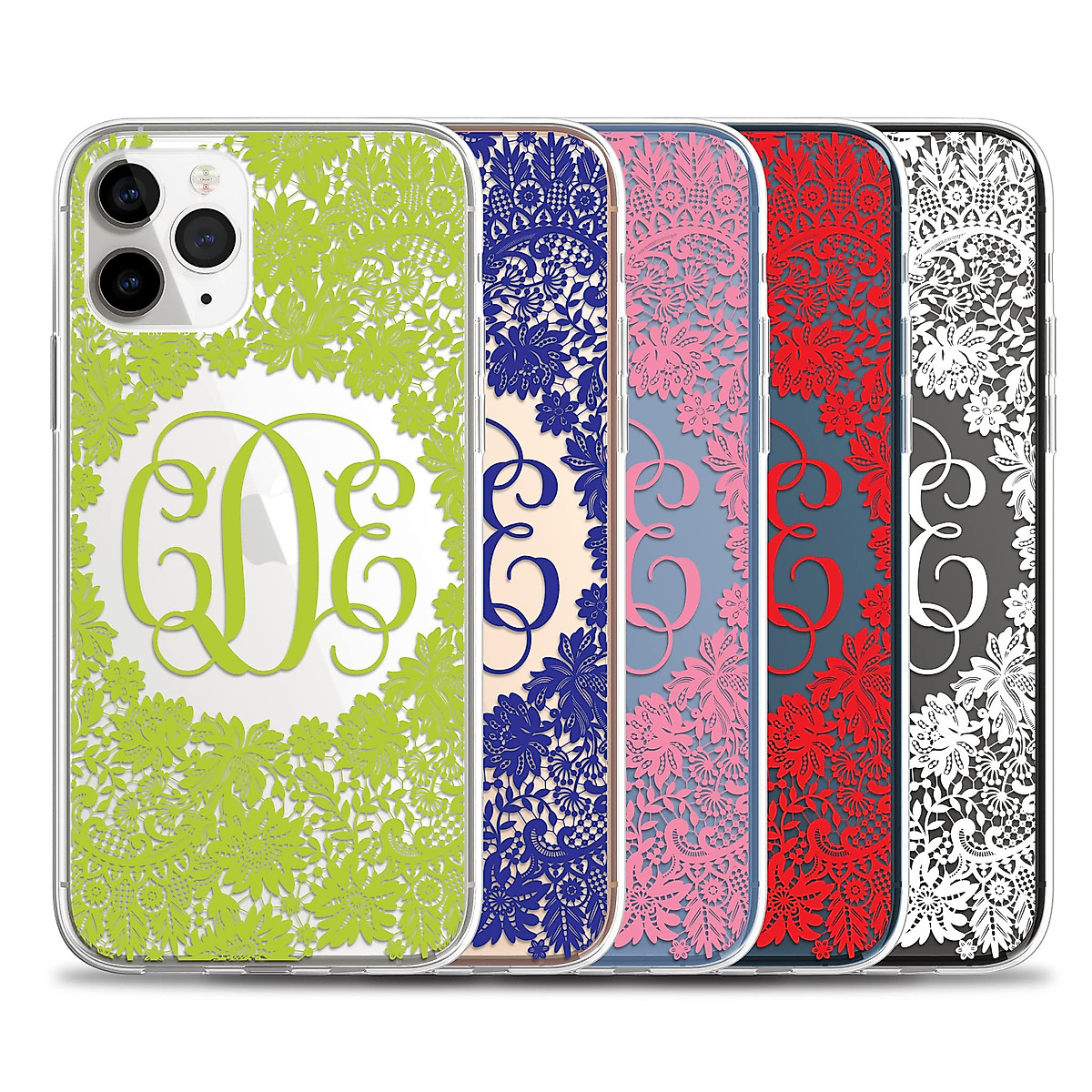 Case Charming Monogram Clear Phone Case for iPhone 15 Pro Max 14 13 mini 12 11 XS XR X 10S 10R 10 8 Plus 7 SE Custom Personalize Initials