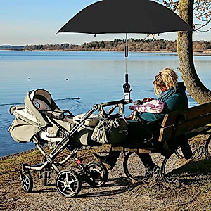 TITA-DONG 32 Inch UV Protection Beach Chair Umbrella, Water Proof Chair Umbrella with Clamp, Universal Adjustable Beach Chair Umbrella for Beach Chair Stroller Wheelchair Patio(Black)