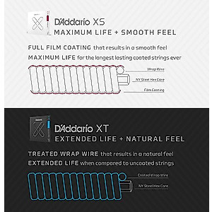 D'Addario XT Coated Bass Strings - Electric Bass Guitar Strings - 4-String, Lt. Top/Med. Bottom, 45-105