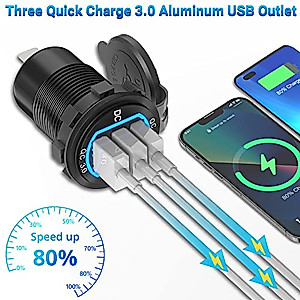 12 Volt USB Outlet Cigarette Lighter Socket: Ouffun Aluminum Metal 54W Multi QC3.0 Car USB Port with Power Switch DC 200W Waterproof Plug Car 12V Socket Charger Outlet Panel for Car Boat Marine RV ect